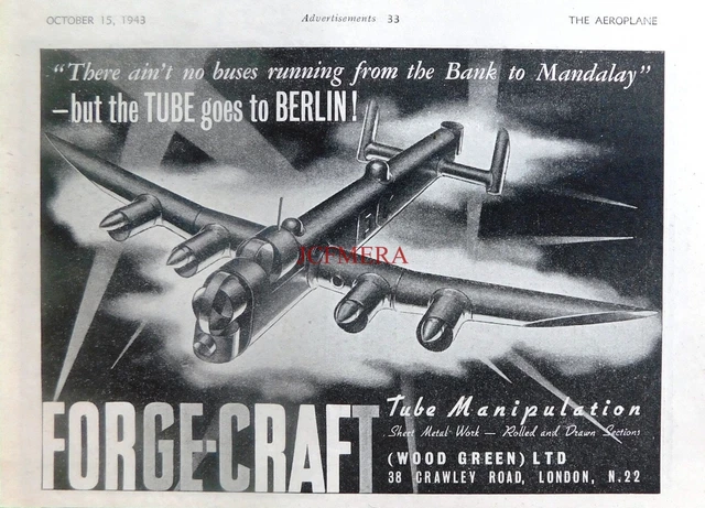 FORGE-CRAFT LTD AIRCRAFT Sheet Metal Sections WW2 ADVERT Vintage Print ...