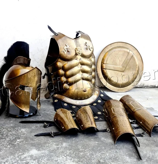 KNIGHT ROMAN SPARTAN Suit of Armor Muscle Set-Shield - Helmet- arm ...