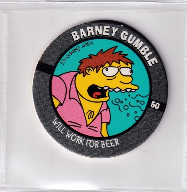 BARNEY GUMBLE 1994 The Simpsons Skybox Pog #50 £3.77 - PicClick UK