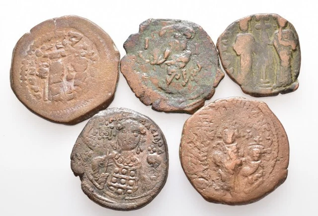 AA: LOT OF 5 Unidentified BIG Byzantine Coins. You ID. Interesting ...