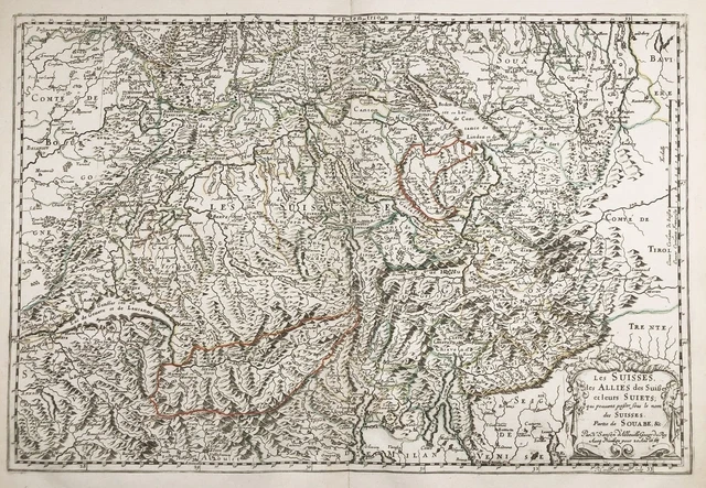 SVIZZERA SVIZZERA SVIZZERA mappa mappa mappa Sanson incisione su rame ...