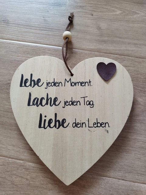 DEKO HOLZ HERZ mit Spruch zum Hängen EUR 1,00 - PicClick DE