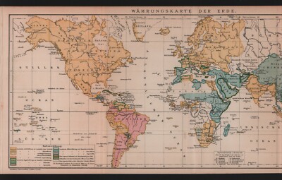 MAP MAP MAP 1908: currency Map of the Earth. silver Gold Paper £17.53 ...