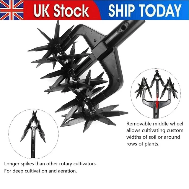ROTARY CULTIVATOR LAWN Ripper Soil Turning Garden Aerator Manual Tiller ...