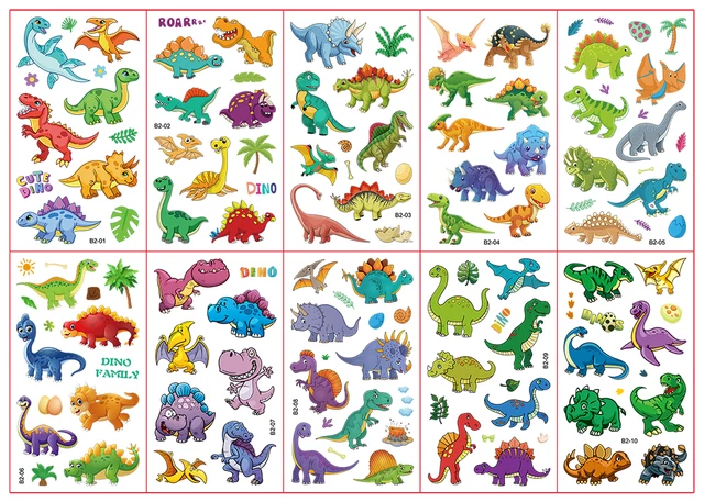 10 X KIDS Dinosaur Temporary Waterproof Tattoos Stickers Removable US 10-x-kids-dinosaur-temporary-waterproof-tattoos-stickers-removable-us