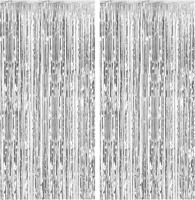 FRINGE BACKDROP 2 Pack Foil Backdrop Curtain, Party Backdrops for ...