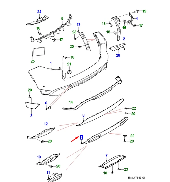 JAGUAR F-PACE X761 Rear Bumper Lower Valance Panel T4A43599LML NEW ...