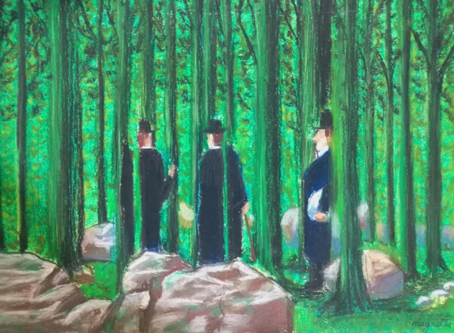 RENÉ MAGRITTE DRAWING on old paper "Handmade" Signed and Stamped mixed ...