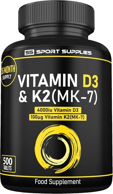 VITAMIN D3 K2-500 Micro Tablets - 16 Month Supply - Vitamin d3 4000 iu ...