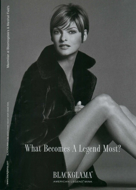 BLACKGLAMA MAGAZINE PRINT Ad Advert Sexy Linda Evangelista long leg ...