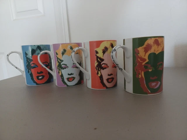 ANDY WARHOL MARILYN Monroe Pop Art Set of 4 Coffee Tea Mugs Vintage ...