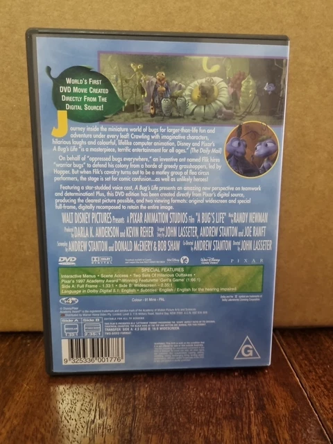 A BUG'S LIFE (DVD, 1998) Disney Pixar, Region 4, Like New Condition $5. ...