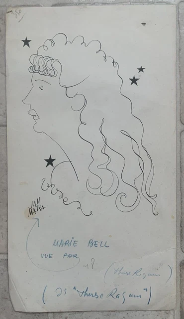 JEAN MALAVERGNE DIT JAN MARA (1912-1992) Portrait Caricature Actrice ...