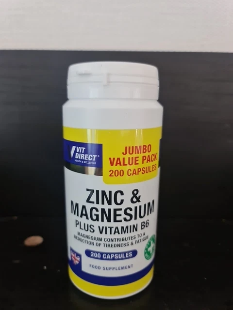 JUMBO PACK ZINC & Magnesium Plus Vitamin B6 Caps Vit Direct Supplements ...