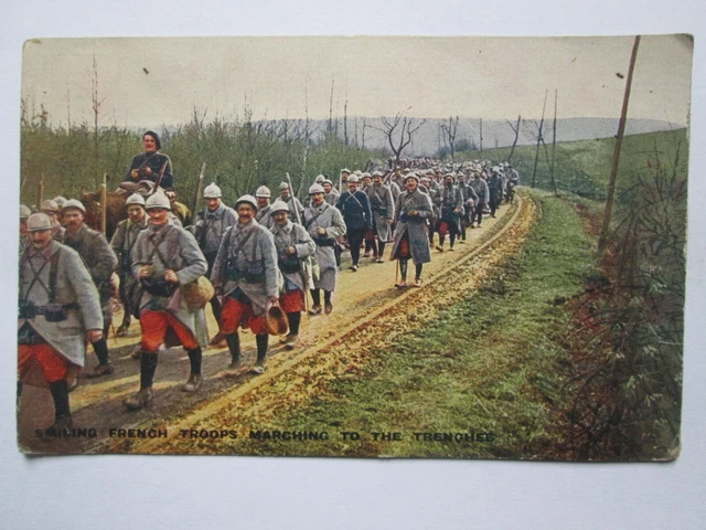 WW1 FRENCH TROOPS Marching to the Trenches Vintage WW1 Postcard 011 EUR ...