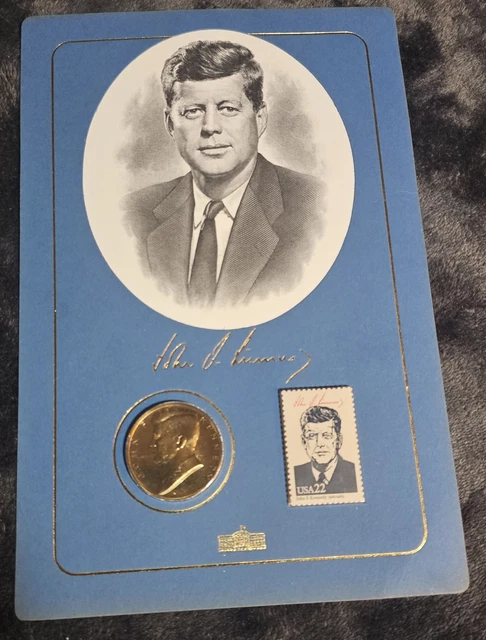 JOHN F KENNEDY Inauguration Gold Coin And Stamp 1986 Plaque Rare ...