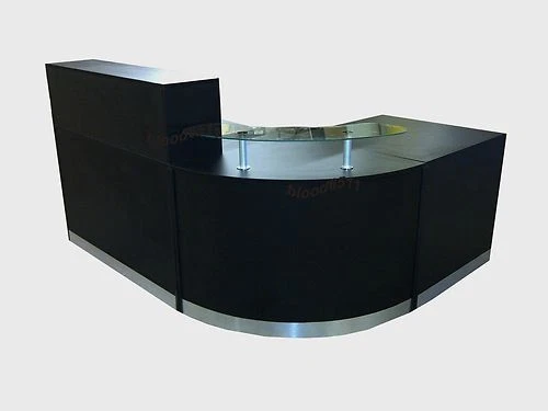 RECEPTION DESK BLACK Reception Desk Curved Glass Unit Aluminium Plinth ...
