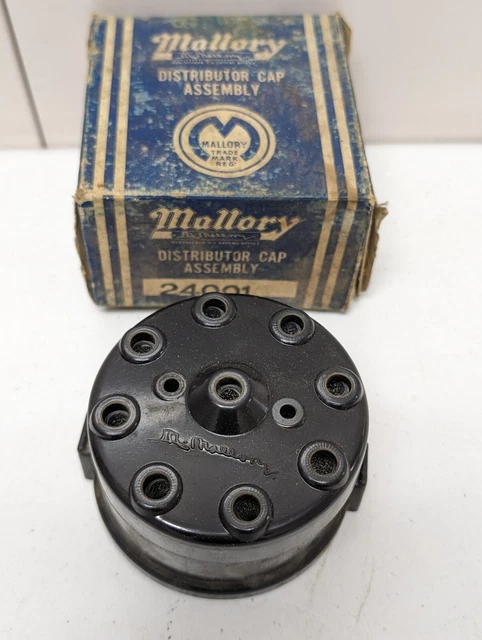 VINTAGE MALLLORY 24001 2 Piece 8 Cylinder Distributor Cap Ford ...