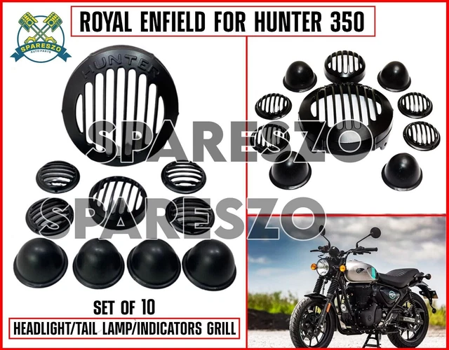 ROYAL ENFIELD HUNTER 350 HEADLIGHT/TAIL LAMP/INDICATORS GRILL "BLACK ...