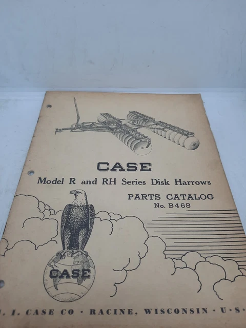 VINTAGE CASE MODEL R And RH Series Disk Harrows Parts Catalog No B468 ...