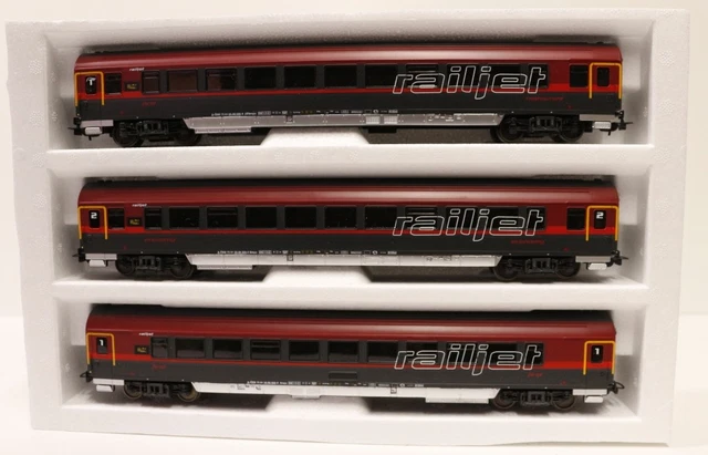 00172-3CIL PIKO HO Set 3 Coaches Railjet Of Obb Illuminate EP VI Scale ...