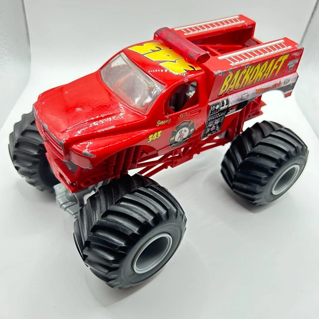 MONSTER JAM BACKDRAFT 343 Red Monster Truck 1:24 Hot Wheels EUR 17,06 ...