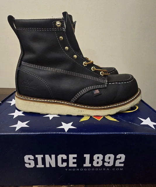 THOROGOOD 804-6201 MEN'S 6" Leather Work Boots BLACK Size 10.5 D Steel ...