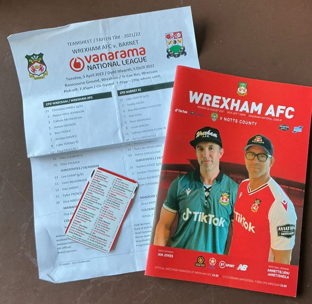 WREXHAM FC PROGRAMMES (x7)) + other Team Sheets vgc £15.08 - PicClick UK