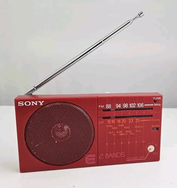 VINTAGE SONY ICF 12L FM/LW 1980s Portable Transistor Radio Red Colour Working £22.99 - PicClick UK