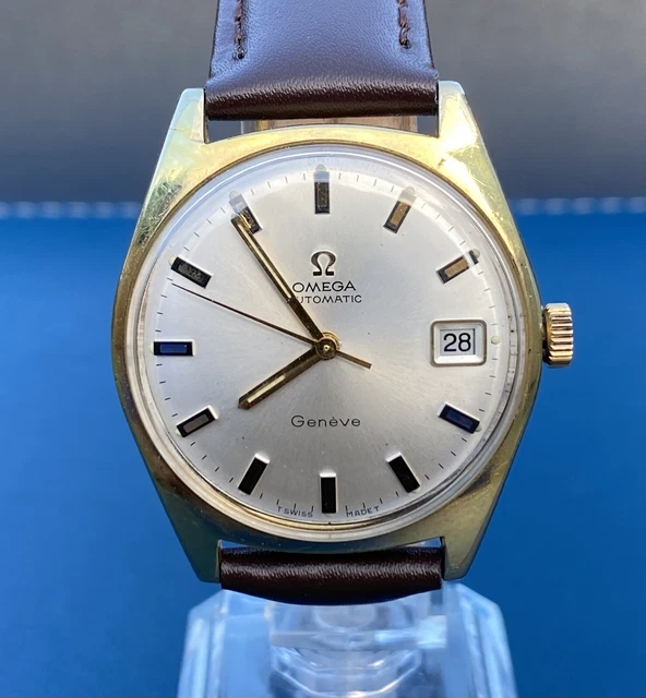 VINTAGE OMEGA GENEVE Gold Plated Automatic Watch Cal. 565 working, 34mm ...