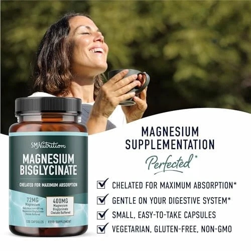 MAGNESIUM GLYCINATE 400MG 100% Chelated for Maximum Absorption ...