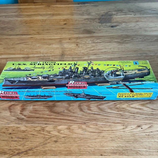 RARE RENWAL MODEL Kit USS Springfield Guided Missile Cruiser 1/500 £28. ...