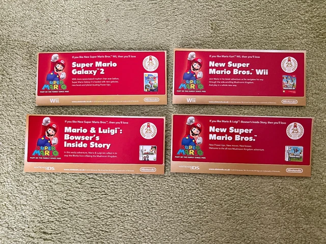 SUPER MARIO 25TH Anniversary Mini Retail Display Cards x 4 2010 Unused ...