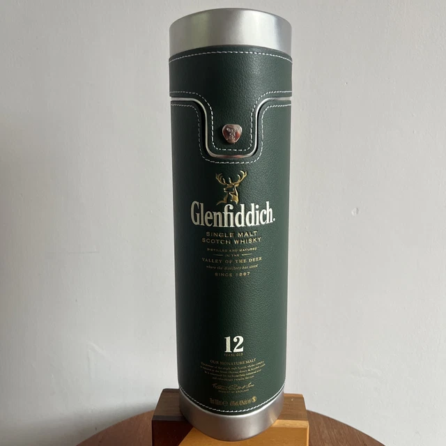 GLENFIDDICH 12 YEAR Old Scotch Whisky Metal & Faux Leather Case With ...
