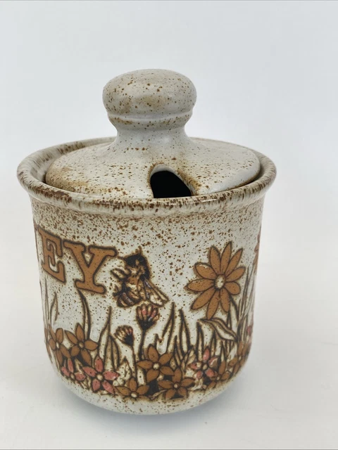 VINTAGE STUDIO POTTERY Honey Pot Jar MCM 1960s/70s Speckled with ...