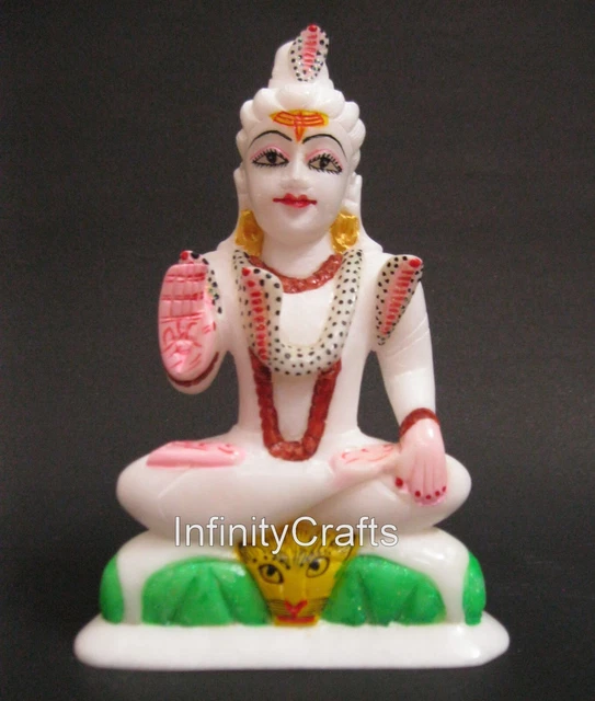 PEINT À LA Main Lord Shiva Statue/Marbre Mahadev Idol / 22.9cm ...