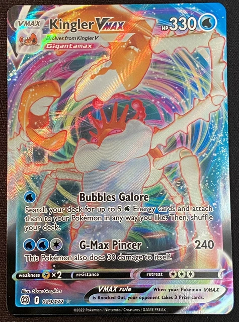 KINGLER VMAX 029/172 Full Art Ultra Rare Pokemon Card LP £2.00 ...