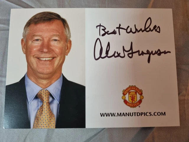 MANCHESTER UNITED SIR Alex Ferguson signed club card 6 x 4 inch £105.00 ...