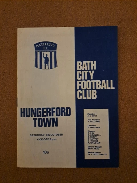 SAT 5TH OCT, 1974, FAC, Bath v Hungerford, Original Programme. £1.97 ...