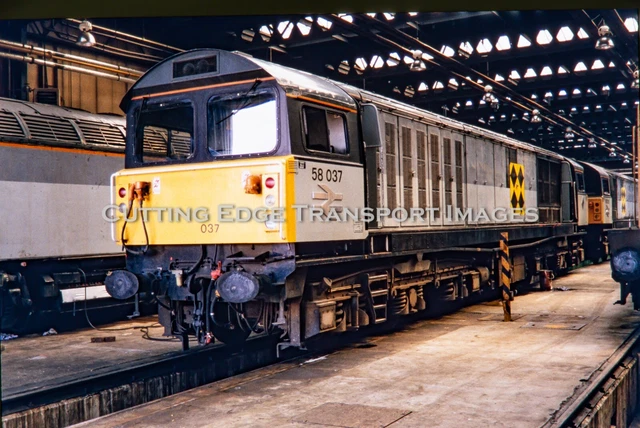 ORIGINAL RAILWAY SLIDE: Class 58 Diesel 58037 at Toton 1991 D-1303 £3. ...
