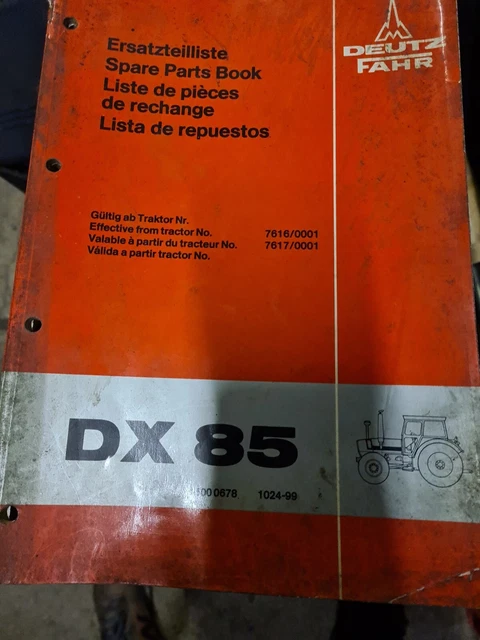 DEUTZ FAHR DX 85 Schlepper Ersatzteilliste Original 08.1981 EUR 60,90 ...