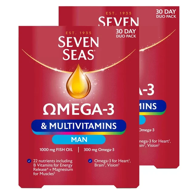SEVEN SEAS OMEGA 3 Multivitamins Men 30 Count DUO PACK Same Day ...