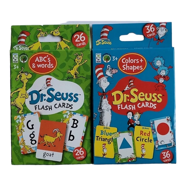 DR SEUSS FLASHCARDS LOT of 2 ABCs & Words 26 cards +Shapes & Colors 36 ...