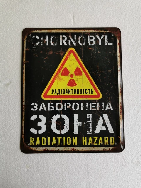 CARTELLO IN METALLO con radiazioni di Chernobyl Ucraina Stalker nero ...