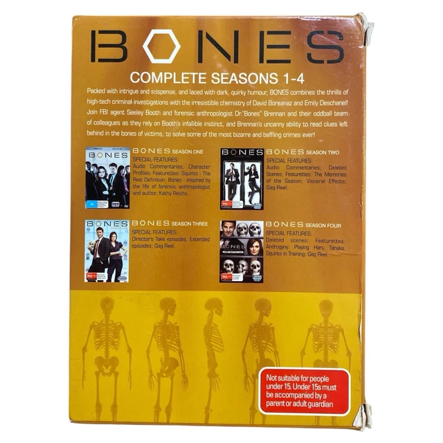 BONES COMPLETE SEASONS 1-4 DVD 23 Disc Set TV Series Region 4 MA15 ...