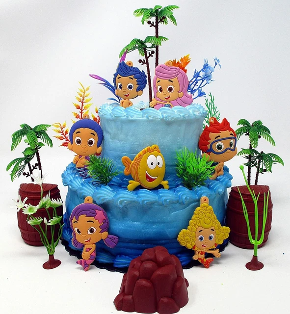 BUBBLE GUPPIES DELUXE Birthday Cake Topper Set Nonny, Goby, Mr. Grouper ...