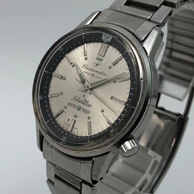 VINTAGE 1962 SEIKO Seikomatic Silver Wave J12082 Automatic Japan #1715 ...