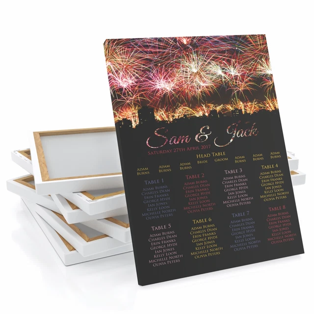 FIREWORKS WEDDING TABLE Seating Plan Chart Charity Gala Night Frame ...