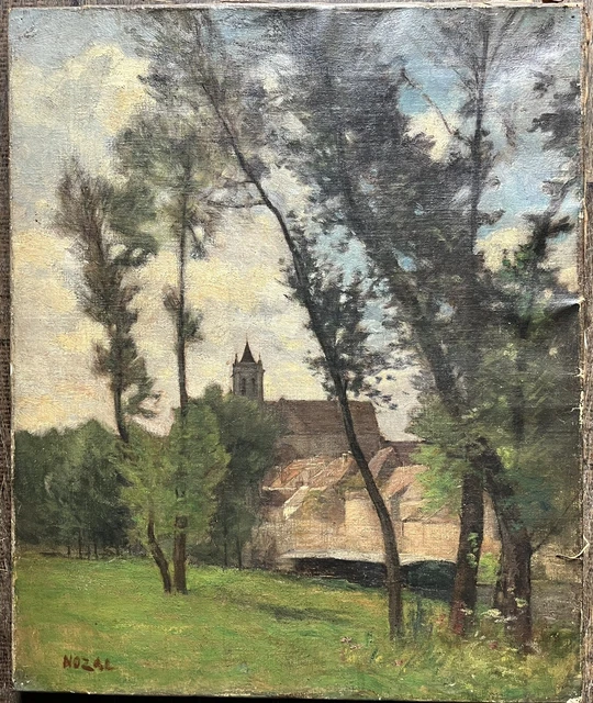ALEXANDRE NOZAL HUILE Sur Toile Église Bretagne Paysage Peinture ...