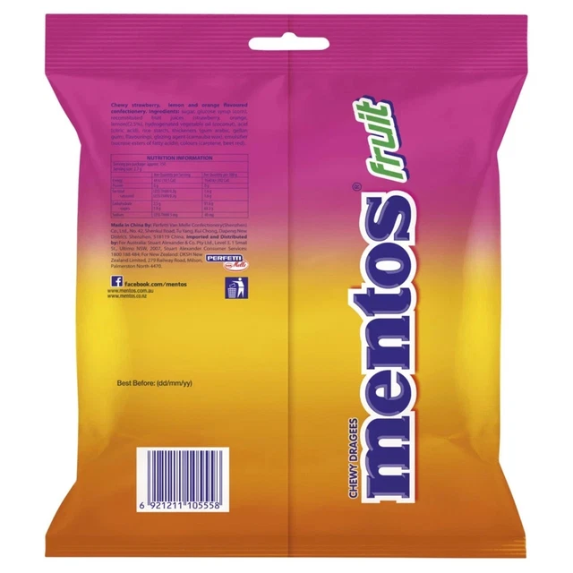 BULK PACK FRUIT Mentos - 405g - 150 Pieces of Chewy Fruit Delight $7.00 ...